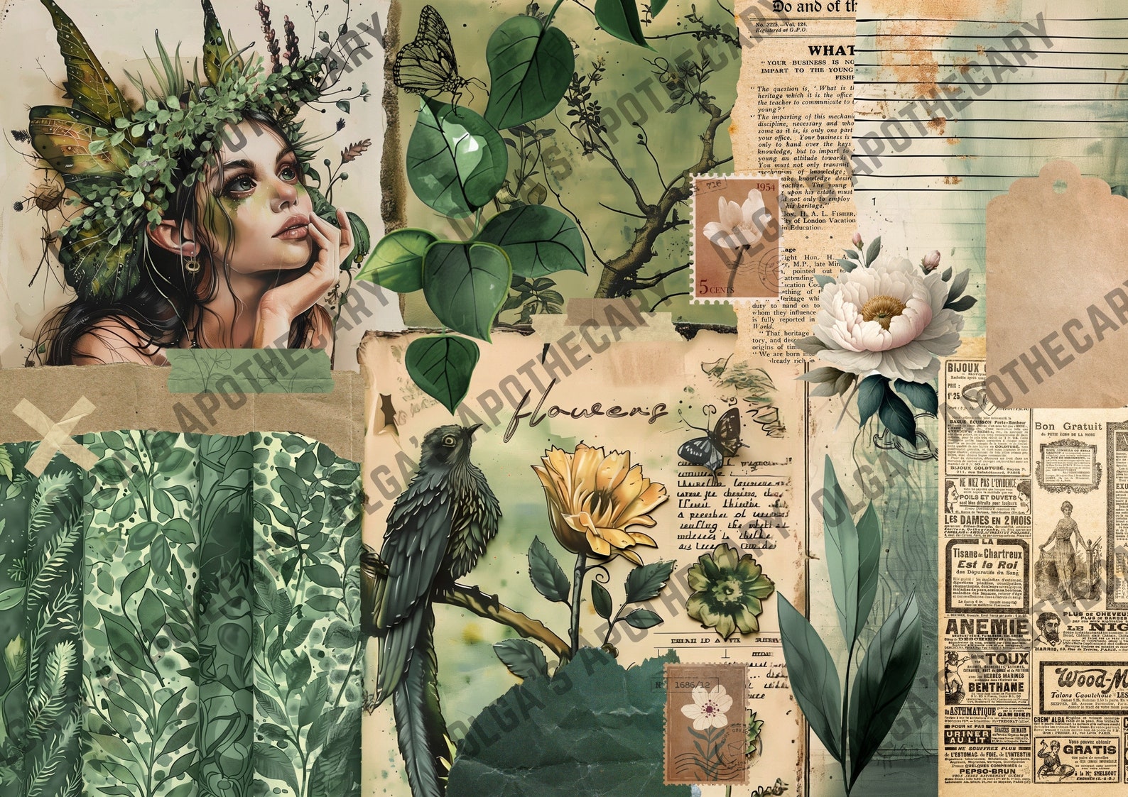 Enchanted Forest Fairy Journal Kit: Printable Magical Collage Sheets ...