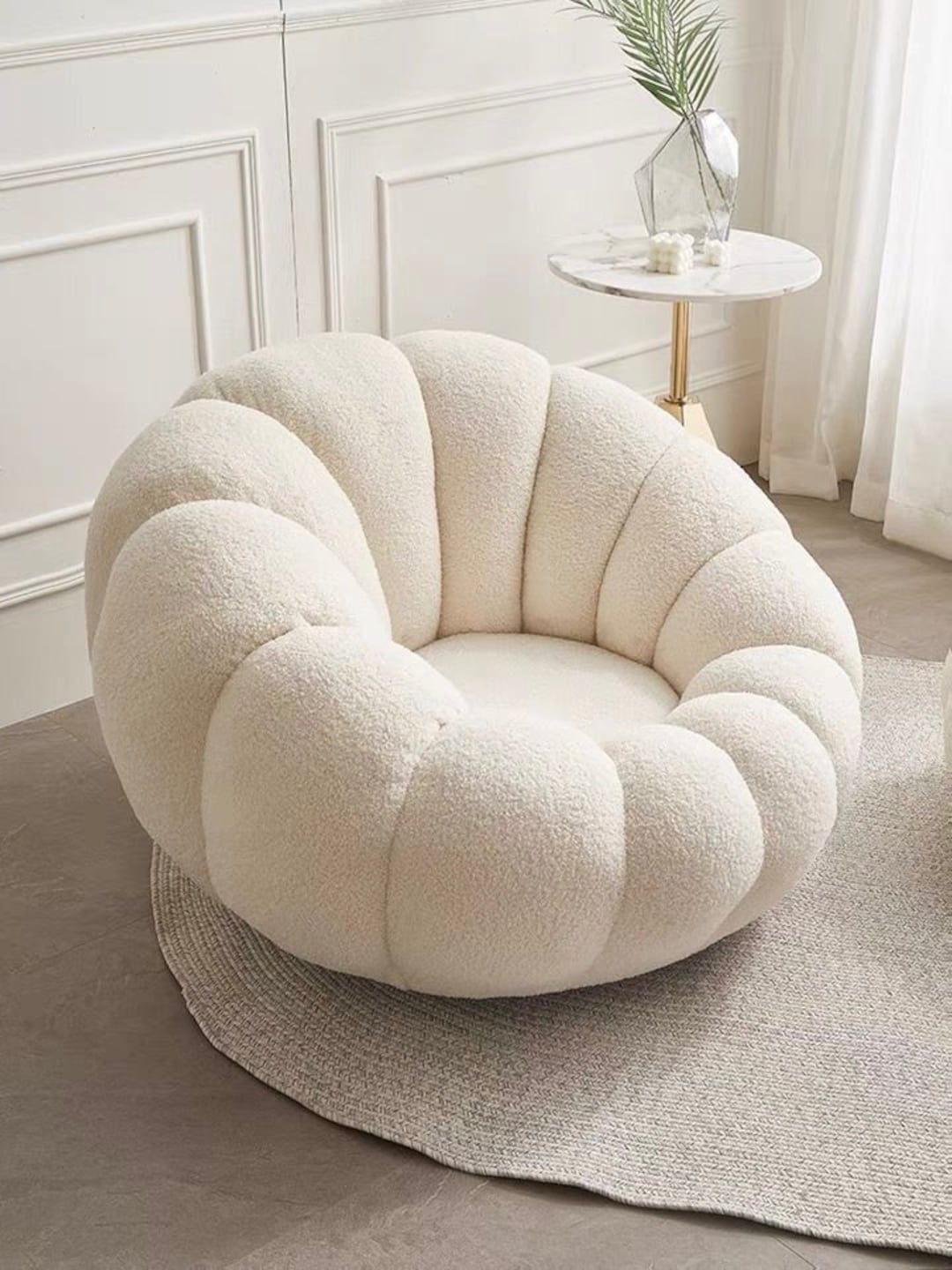 Bellini Boucle Lounge Chair Single-seat Aesthetic Cream - Etsy Canada