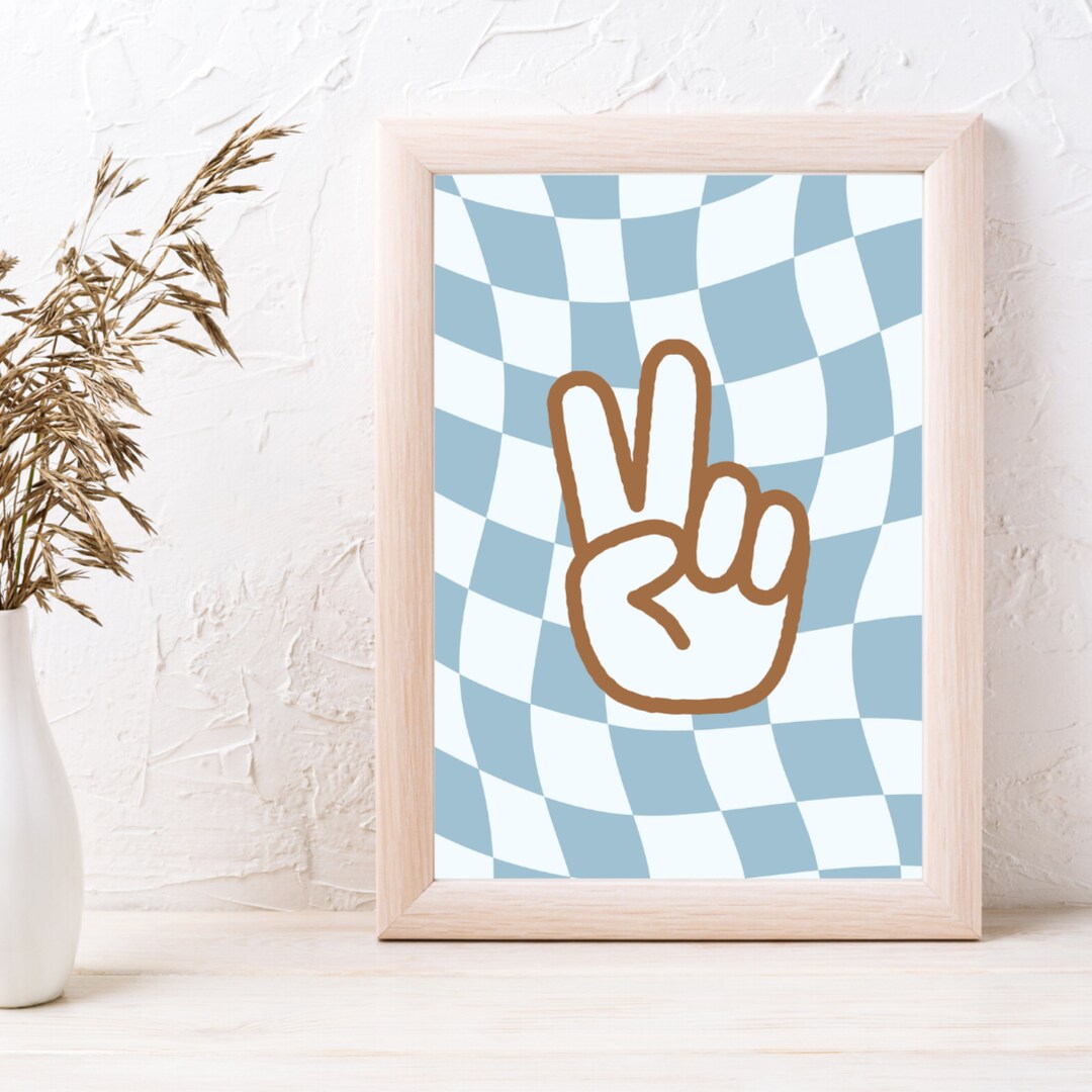 Peace Sign Digital Print, Neutral Wall Art, Neutral Nursery Art, Cute ...