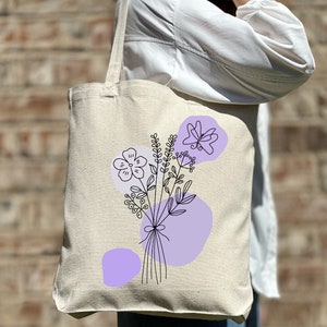 Drawing Flower Tote Bag, Floral Tote Bag, Women Tote Bag, Shoulder Bag ...