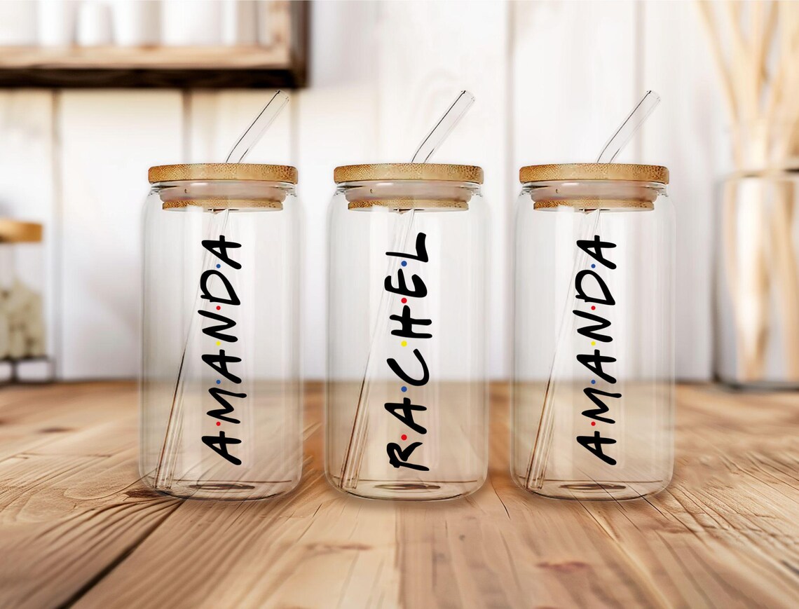 Friends Tumbler, Personalized Iced Coffee Cup, Custom Glass Cup, Custom ...