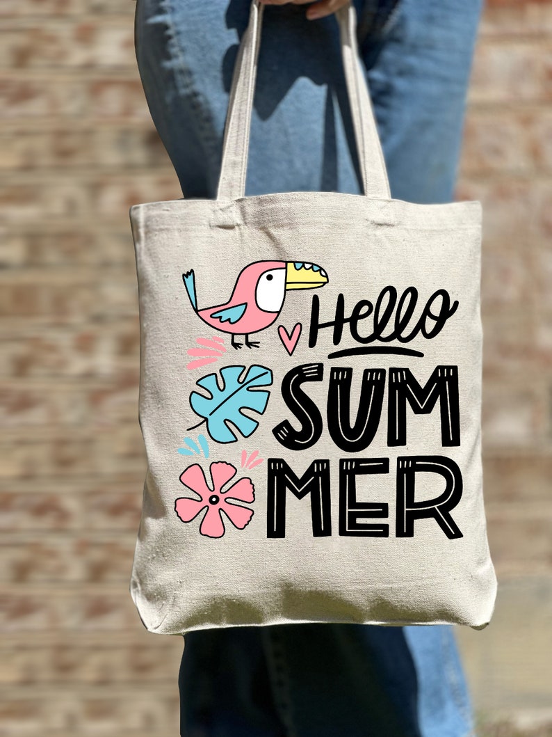 Hello Summer Tote Bag, Cute Parrot Tote Bag, Summer Gift, Cute Summer ...