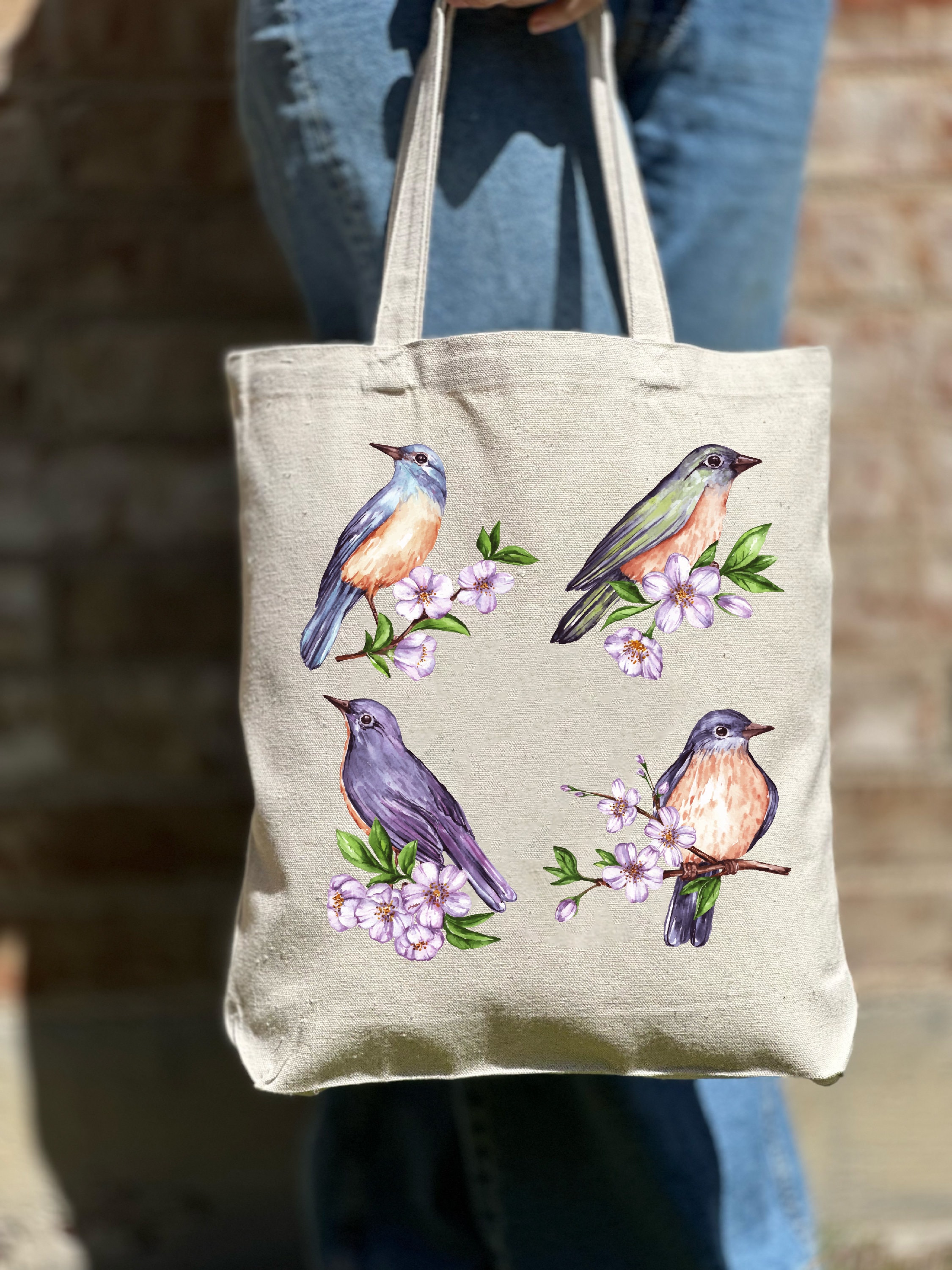 Floral Bird Tote Bag, Watercolor Bird Tote Bag,animal Lover Gift,cute ...