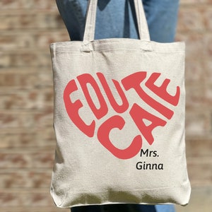 Custom Educate Tote Bag, Personalized Teacher Gift Tote, Teacher Gift ...