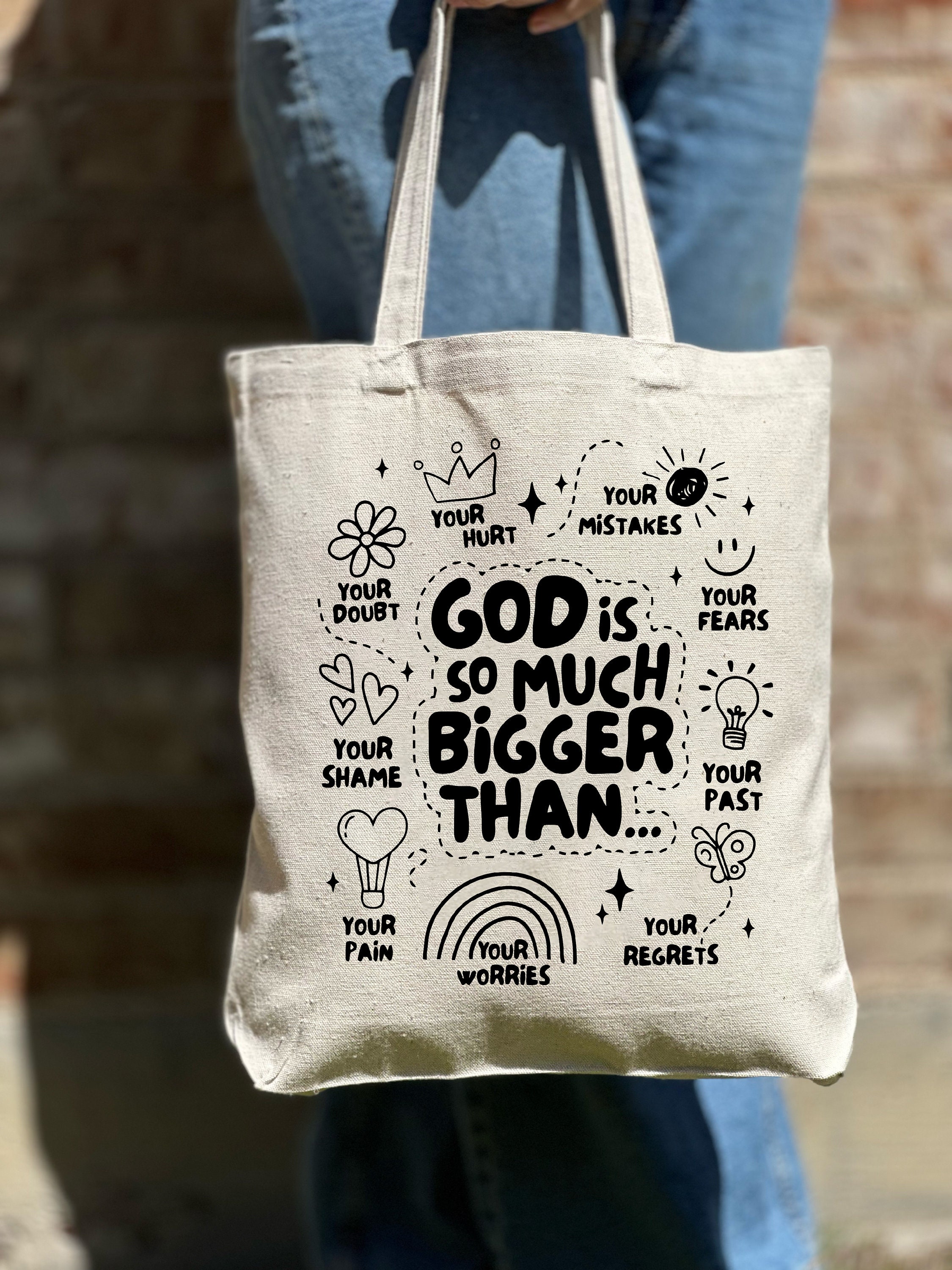 God is so Much Bigger Than Tote Bag, Motivational Tote Bag, Believe ...