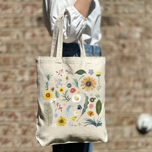 Custom Wild Flowers Tote Bag, Personalized Gift Tote,birthday Gift Tote ...