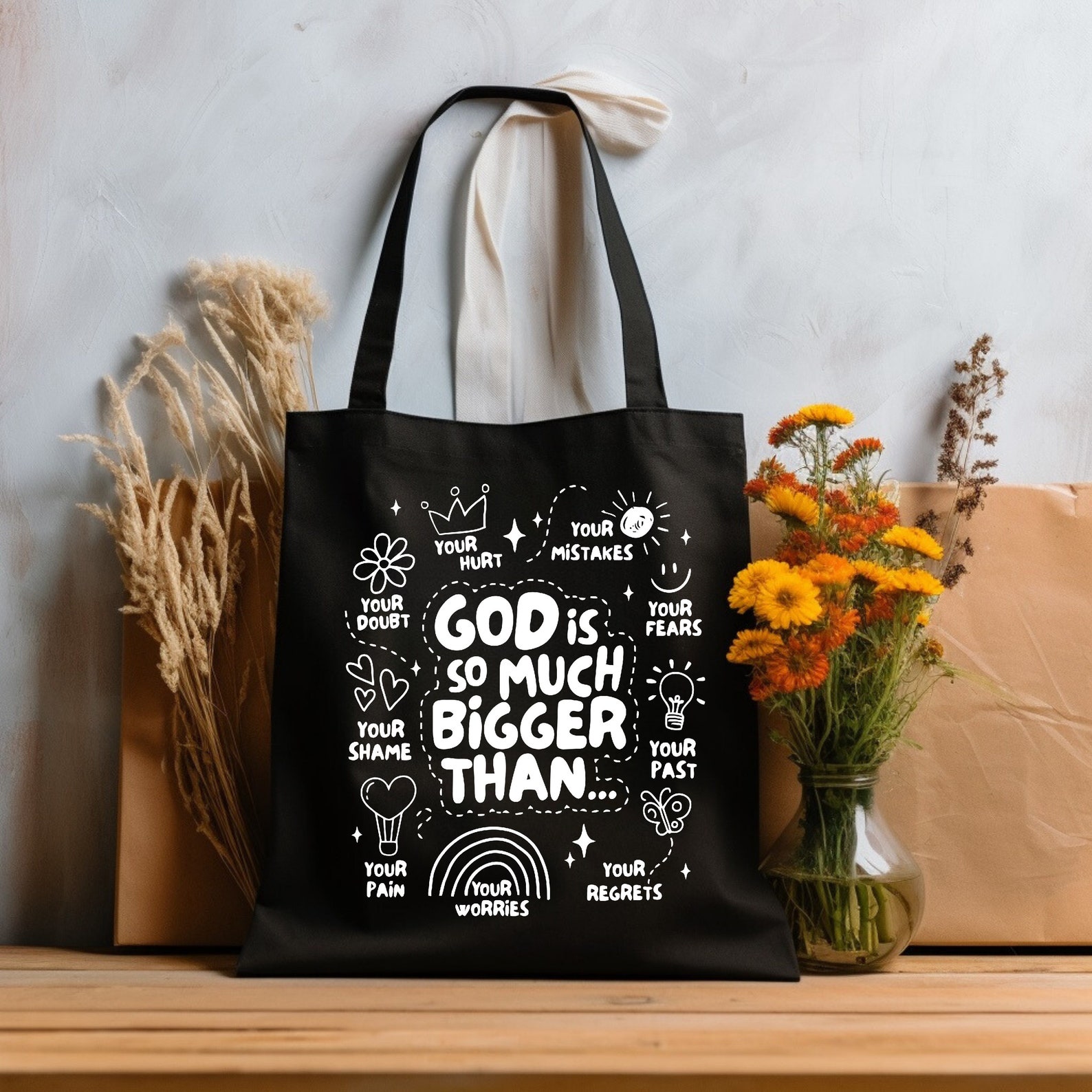 God is so Much Bigger Than Tote Bag, Motivational Tote Bag, Believe ...