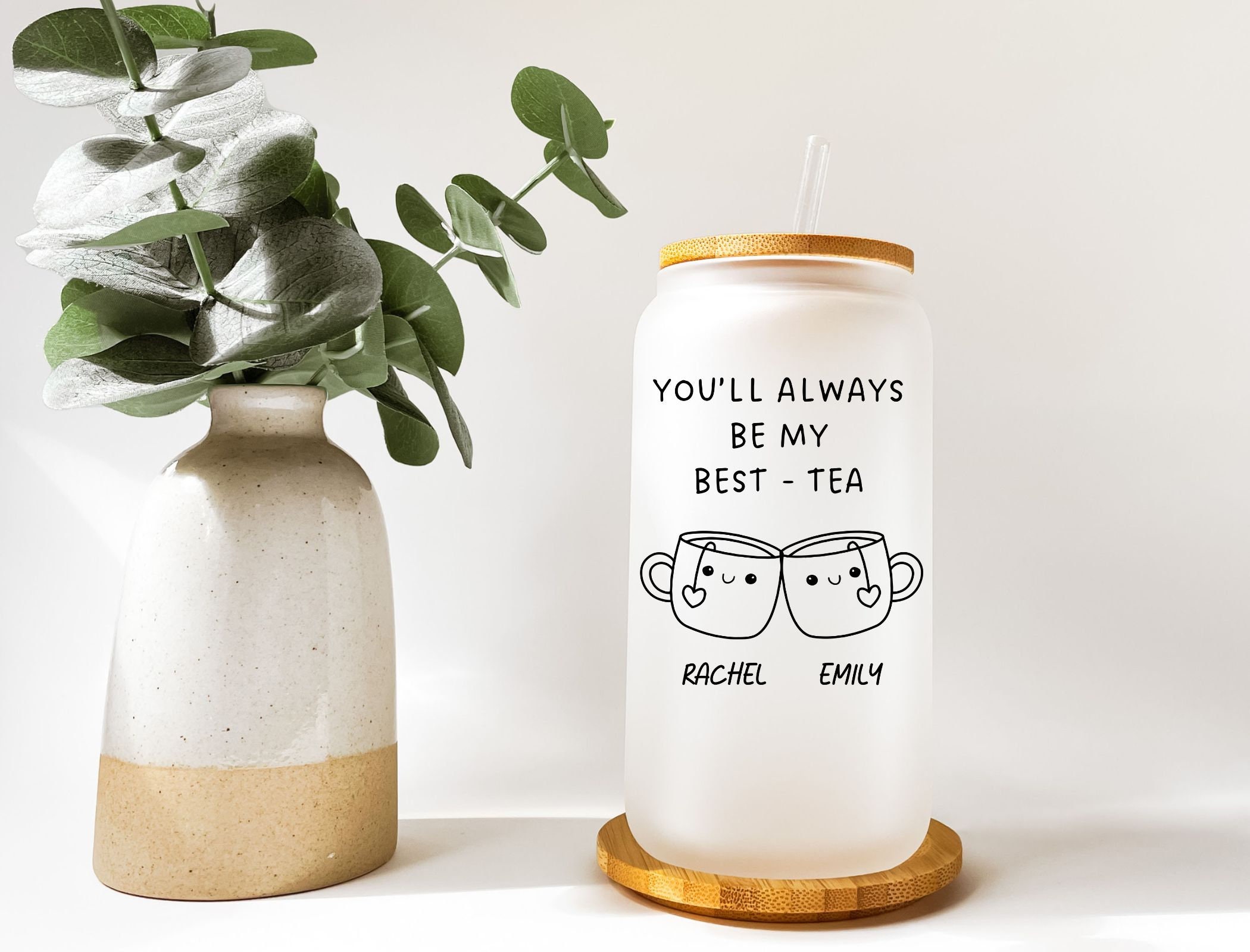 Custom Best Friend Iced Coffee Cup, Personalized Friend Glass Cup ...