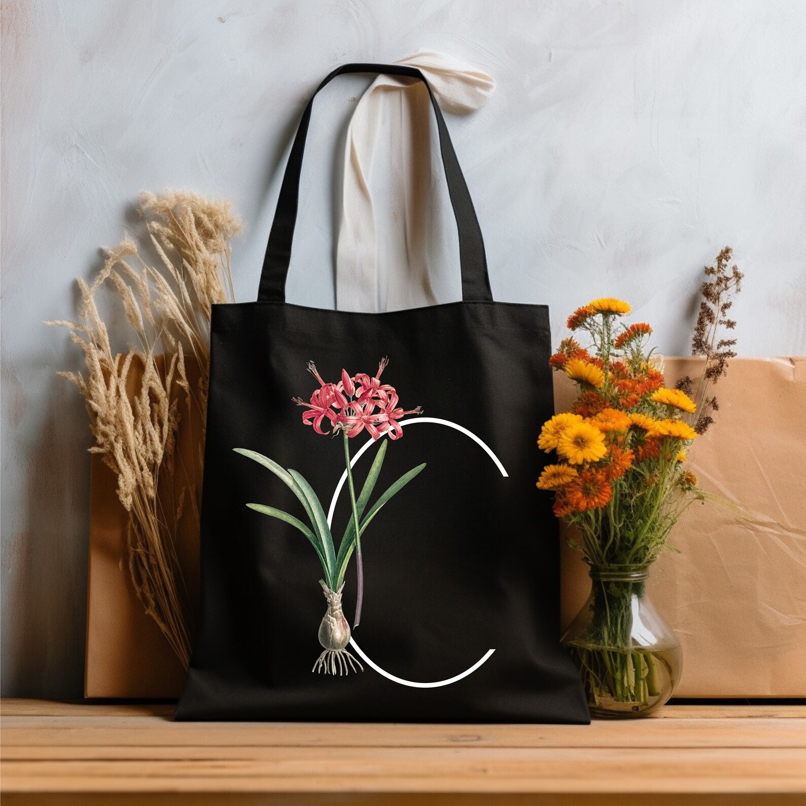 April Custom Birth Flower Gift, Personalized Canvas Tote Bag, Birthday ...