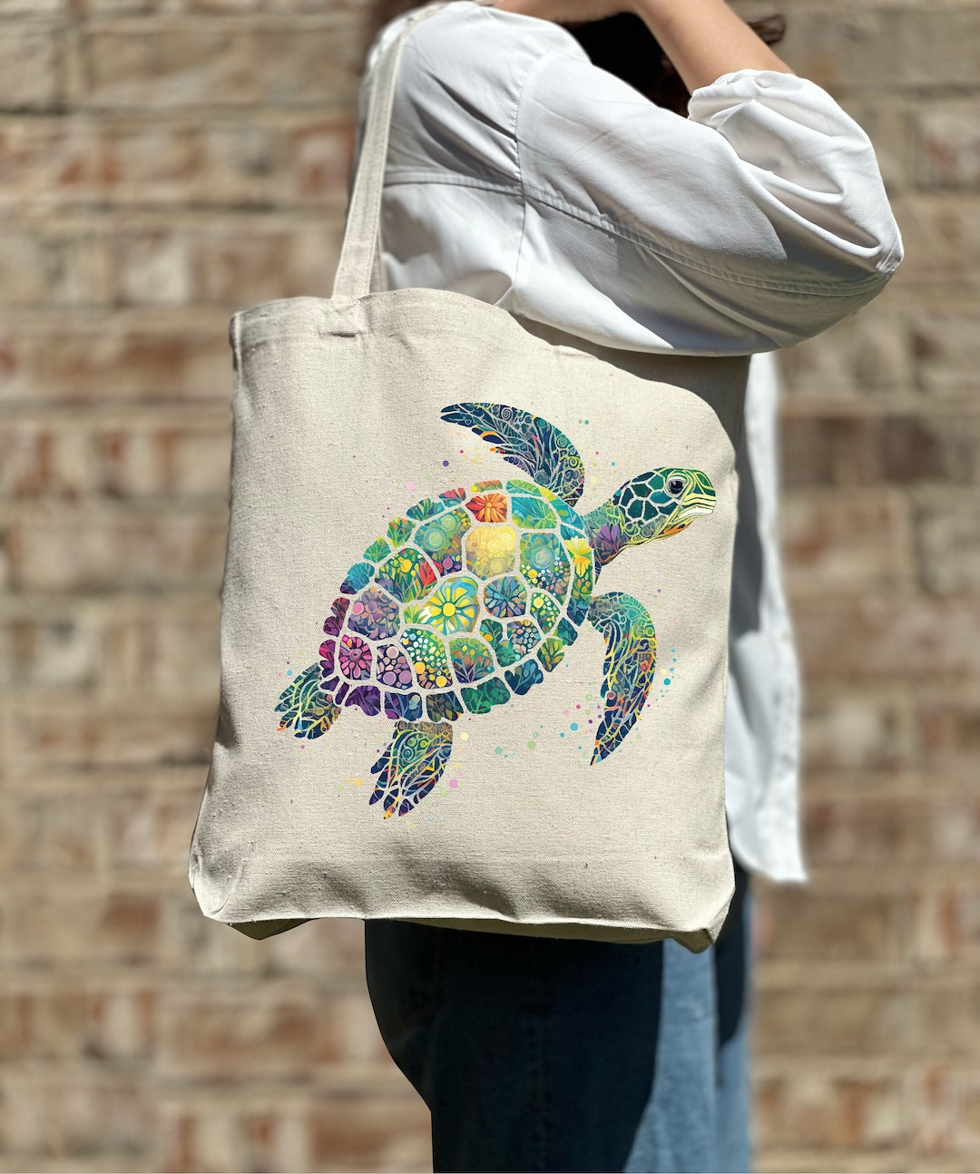 Sea Turtle Tote Bag,cute Turtle Tote Bag, Animal Lover Gift,cute Beach ...