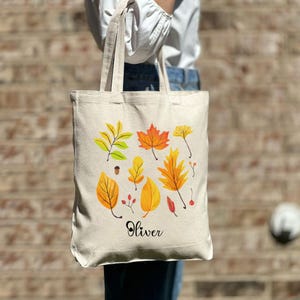 Custom Fall Leaves Bag, Autumn Season Tote Bag, Personalized Tote Bag ...