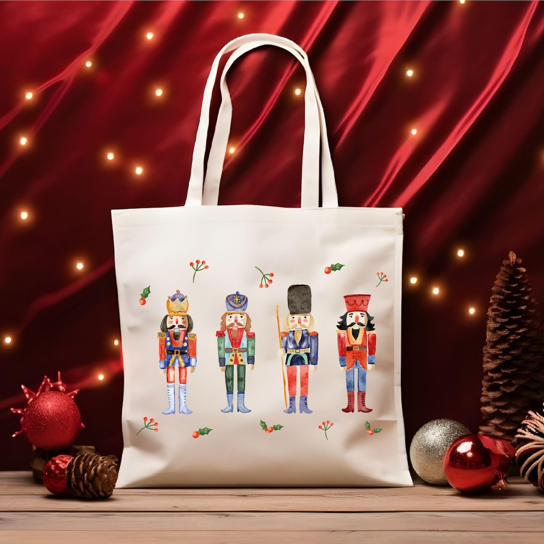 Christmas Nutcracker Tote Bag, Christmas Cute Tote Bag, Holiday Bag ...