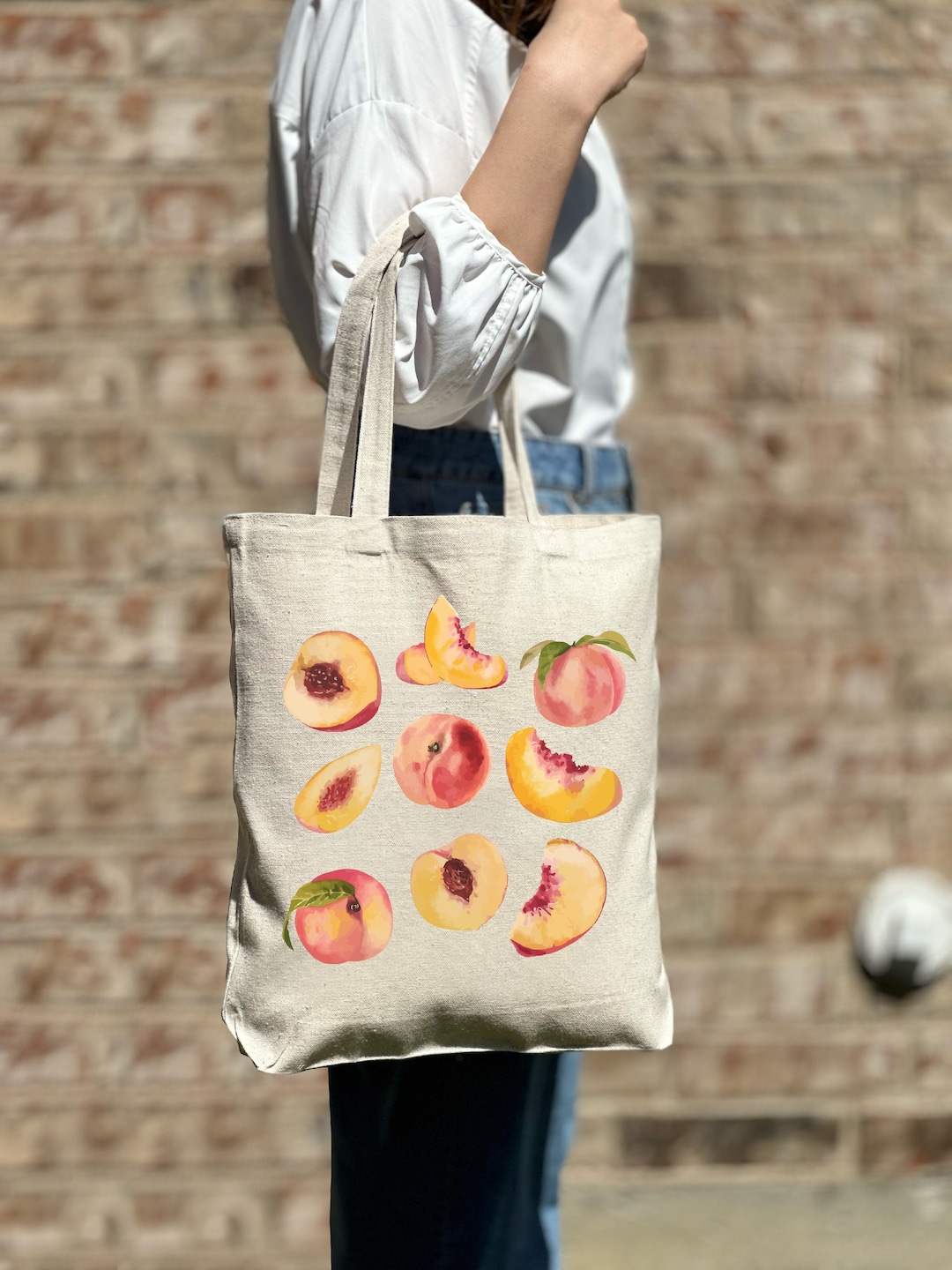 Watercolor Peach Tote Bag, Peach Lover Gift, Cute Peach Tote Bag ...