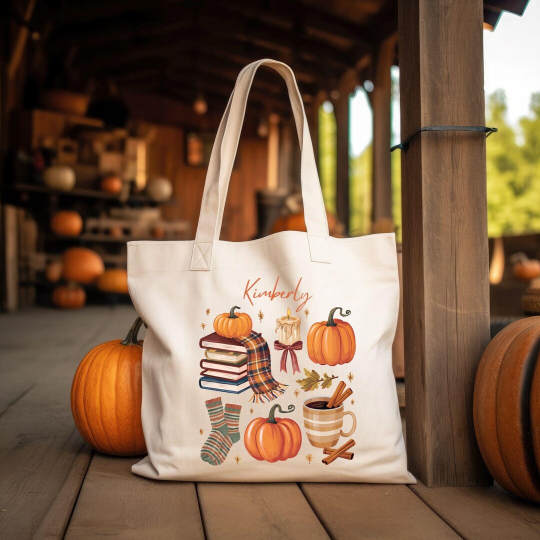 Fall Season Cute Bag, Pumpkin Season Tote Bag, Bookish Tote Bag, Cute ...