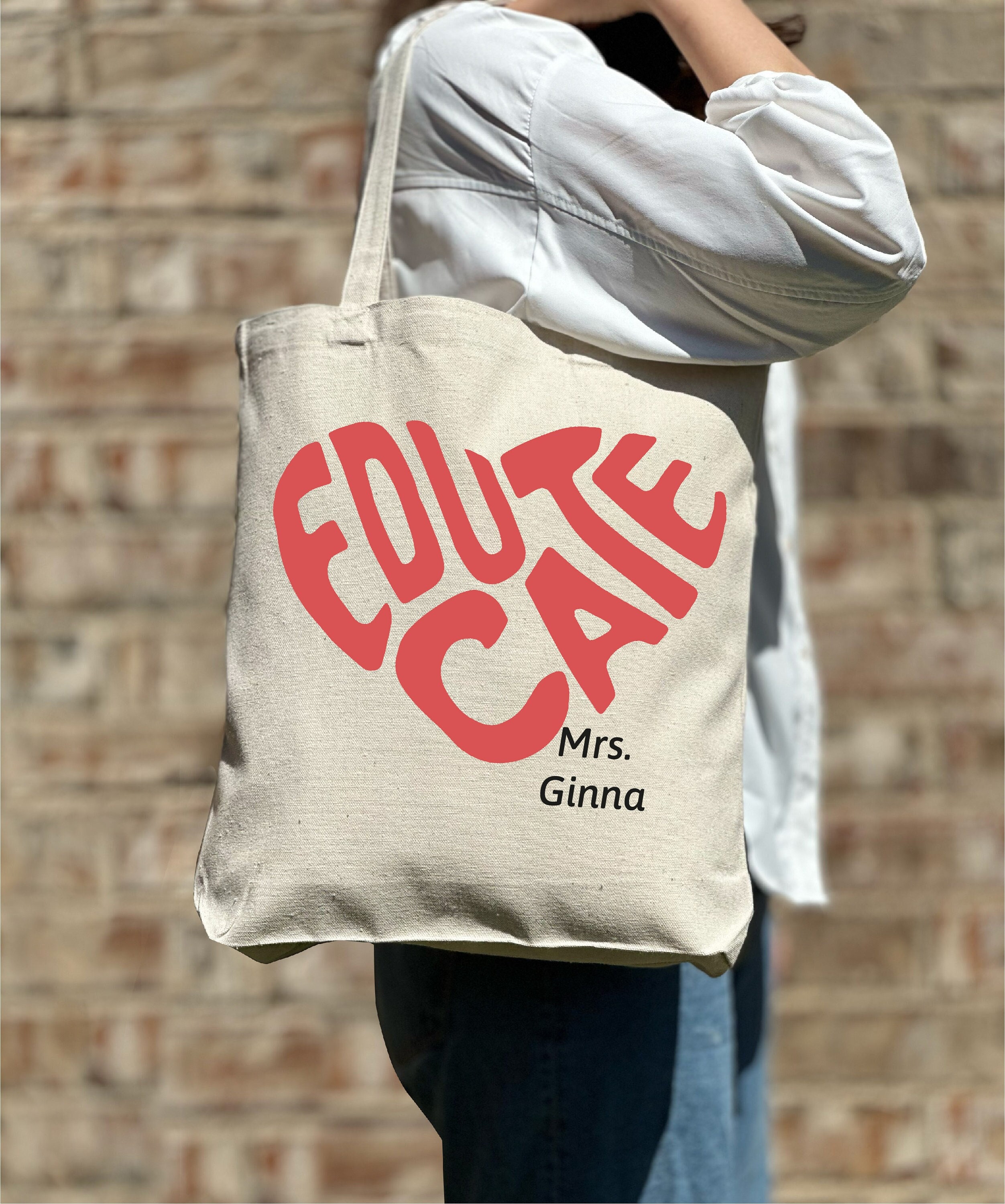 Custom Educate Tote Bag, Personalized Teacher Gift Tote, Teacher Gift ...