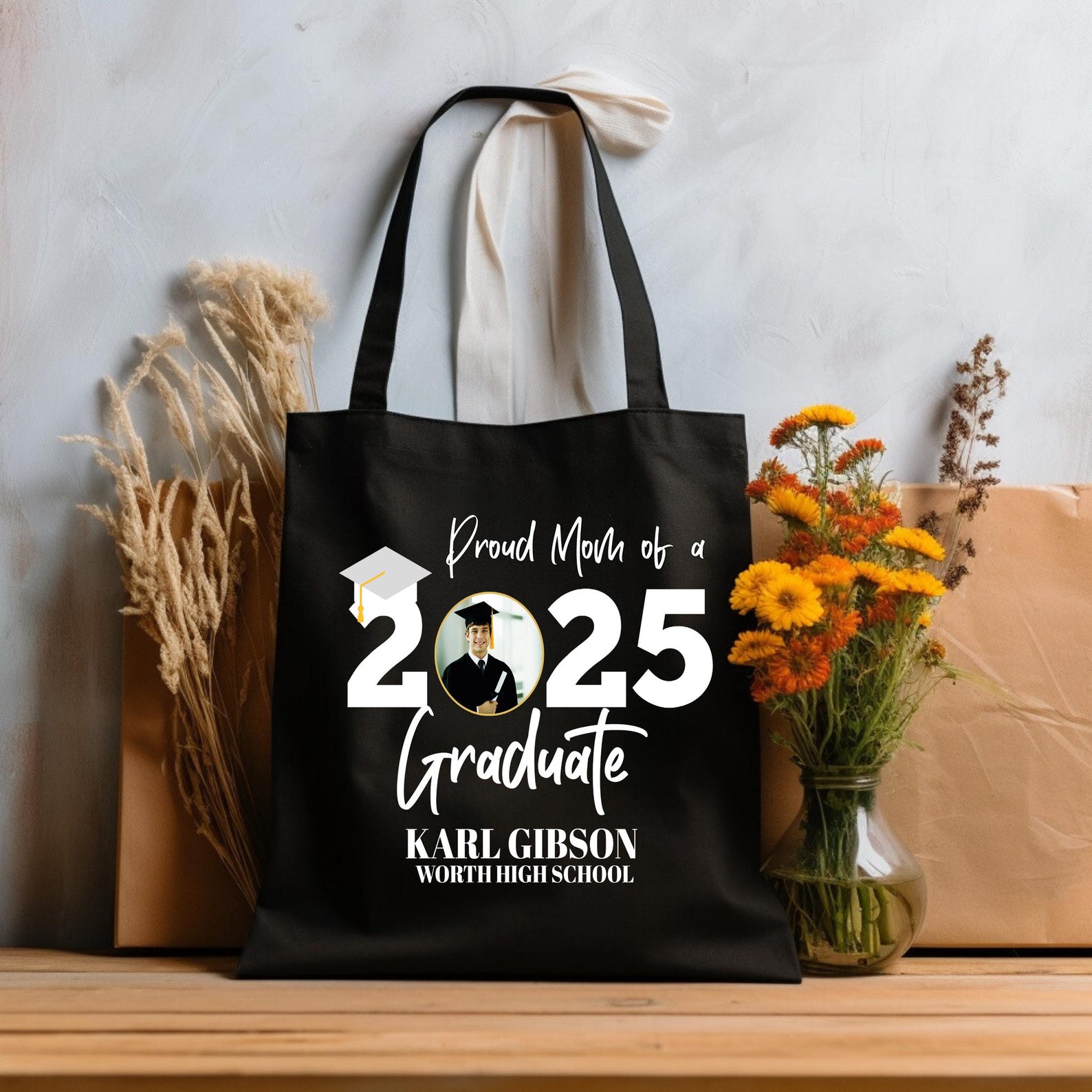 Personalized Graduation Tote, Add the Photo Graduation Tote Bag, Proud ...