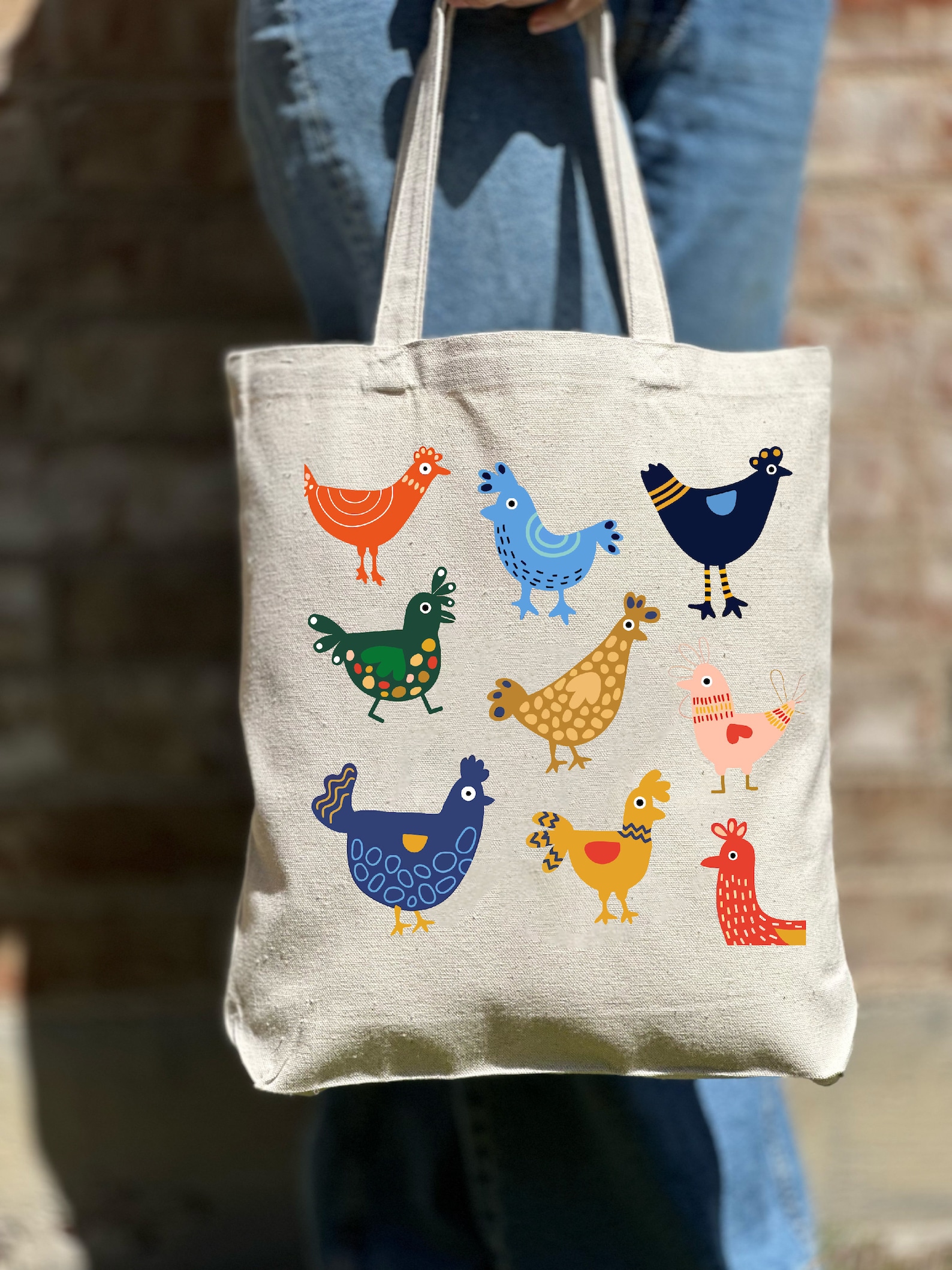 Colorful Chickens Tote Bag, Cute Chicks Tote Bag, Chicken Lover Tote ...