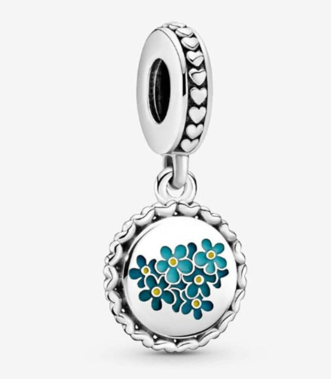 2021 New Blue Forget-me-not Flower Dangle , 925 Sterling Silver, Charm ...