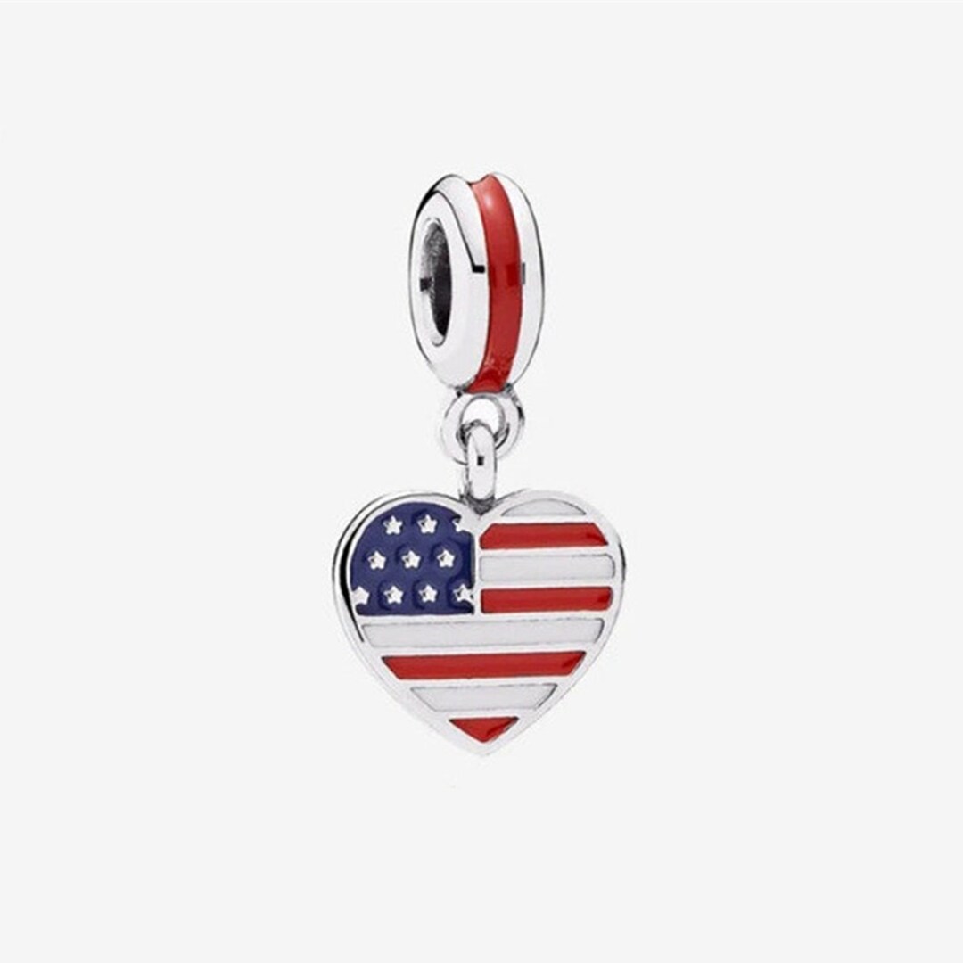 Pandora USA Heart Flag Dangle Charm,new Silver Charm for Bracelet ...