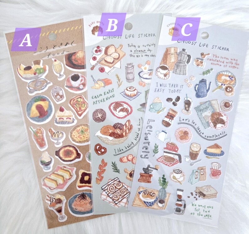 Food | Baking | Coffee Sticker Sheets | by Mind Wave Choosy Life | - Etsy