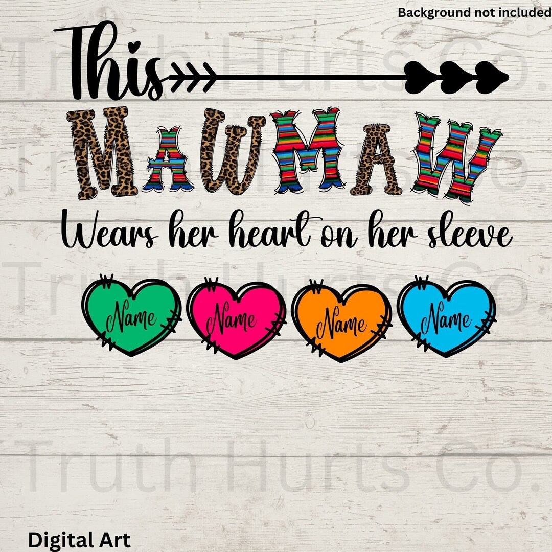 This Mawmaw Wears Her Heart on Her Sleeve Png, Mawmaw Png, Serape ...