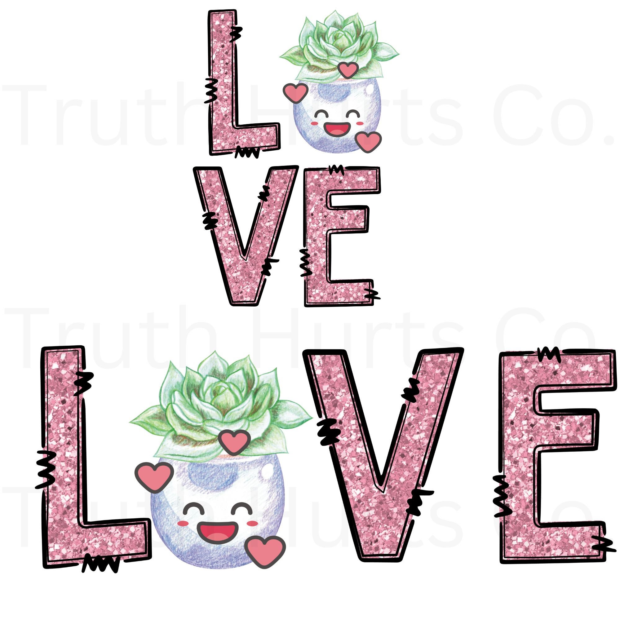 Succulent Love Two Pack Design Png, Valentines Png, Succa Love, Digital ...
