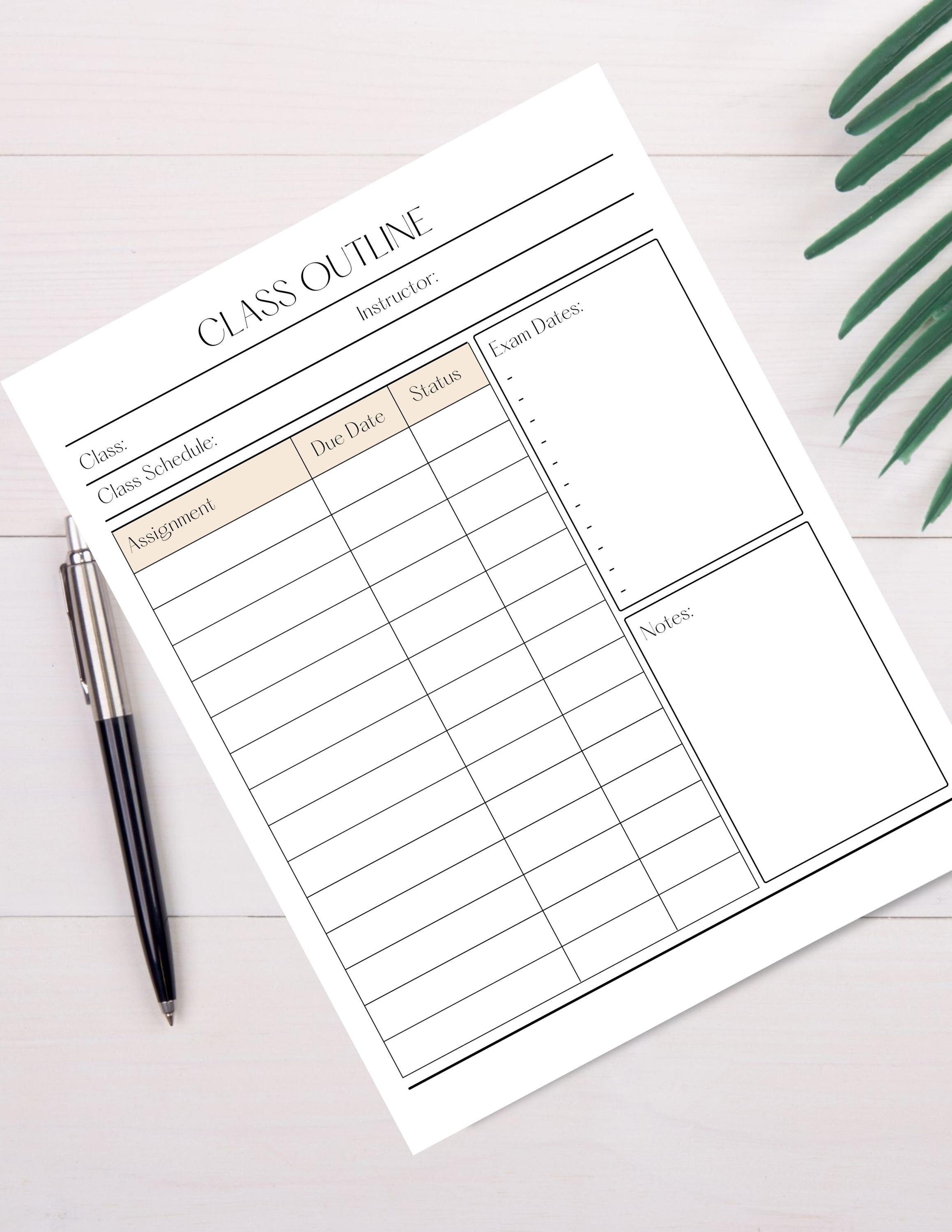 Class Planner DIGITAL DOWNLOAD Print, Tests Assignment Organization - Etsy