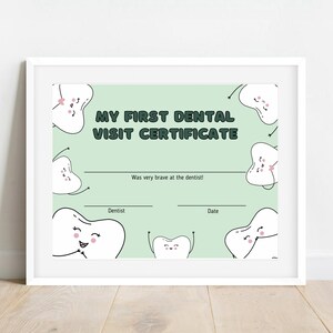 First Dental Visit Certificate for Children Bundle, DIGITAL DOWNLOAD ...