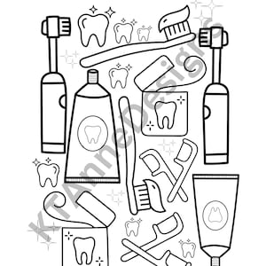 Children's Dental Coloring Pages DIGITAL DOWNLOAD, Kid's Education ...