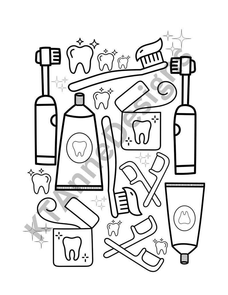 Children's Dental Coloring Pages DIGITAL DOWNLOAD, Kid's Education ...