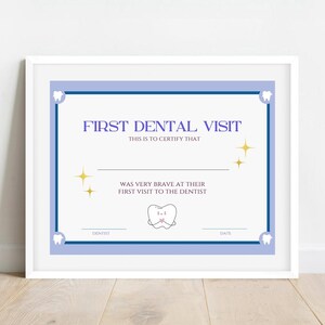 First Dental Visit Certificate for Children Bundle, DIGITAL DOWNLOAD ...