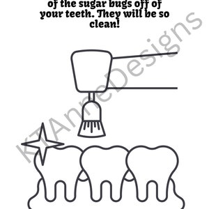 Children's Dental Coloring Pages DIGITAL DOWNLOAD, Kid's Education ...