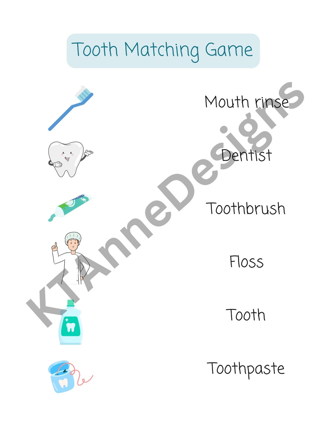 Children's Dental Educational Worksheet Prints, DIGITAL DOWNLOADS ...