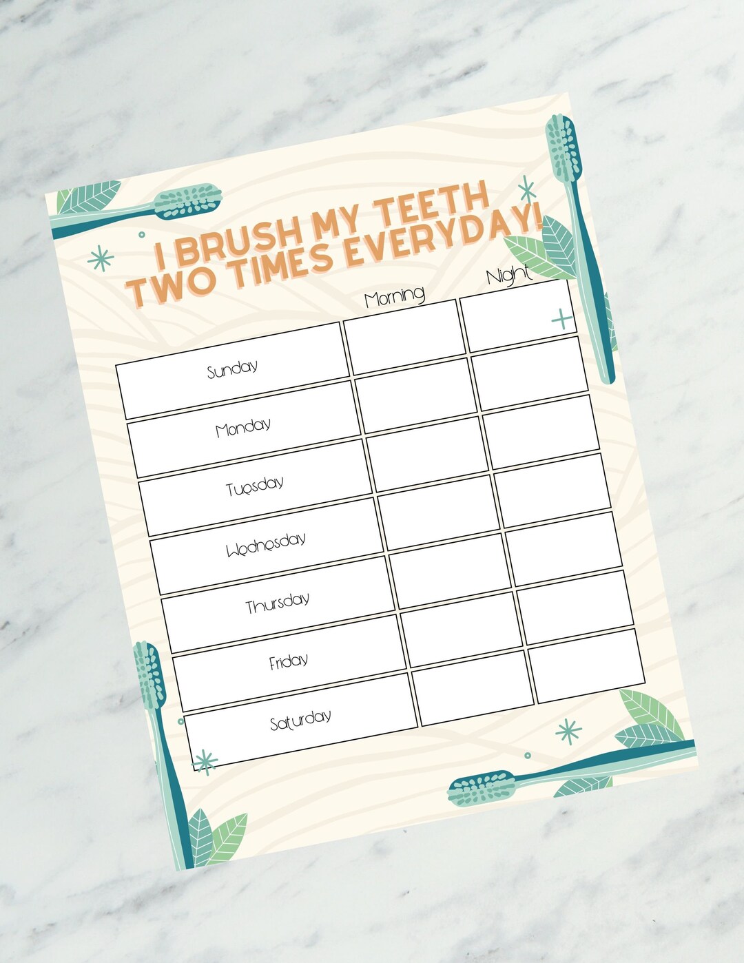 Kids Brushing Routine Checkoff Digital Download, Printable Chart to ...