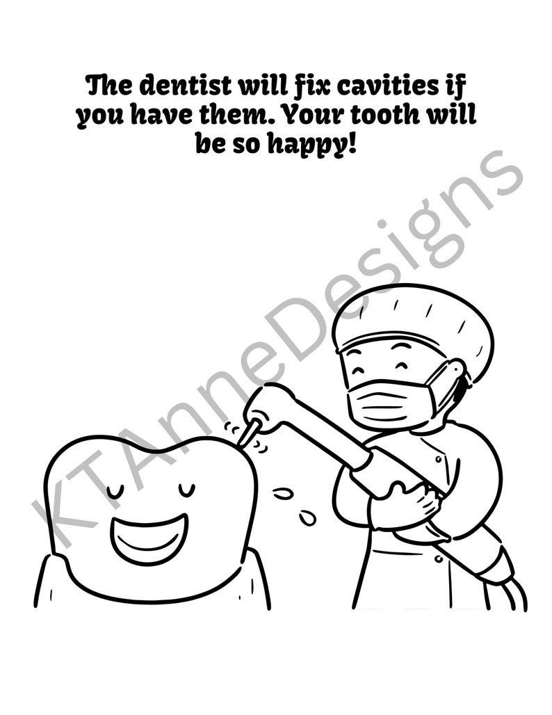 Children's Dental Coloring Pages DIGITAL DOWNLOAD, Kid's Education ...