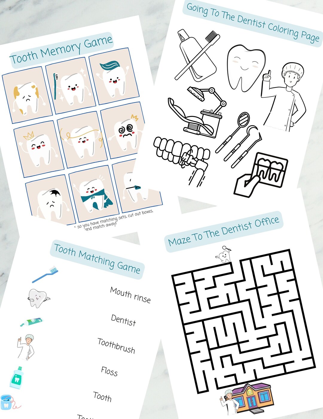 Children's Dental Educational Worksheet Prints, DIGITAL DOWNLOADS ...