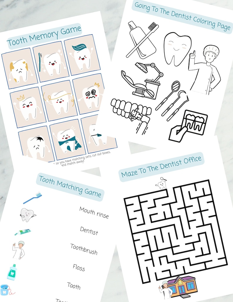 Children's Dental Educational Worksheet Prints, DIGITAL DOWNLOADS ...