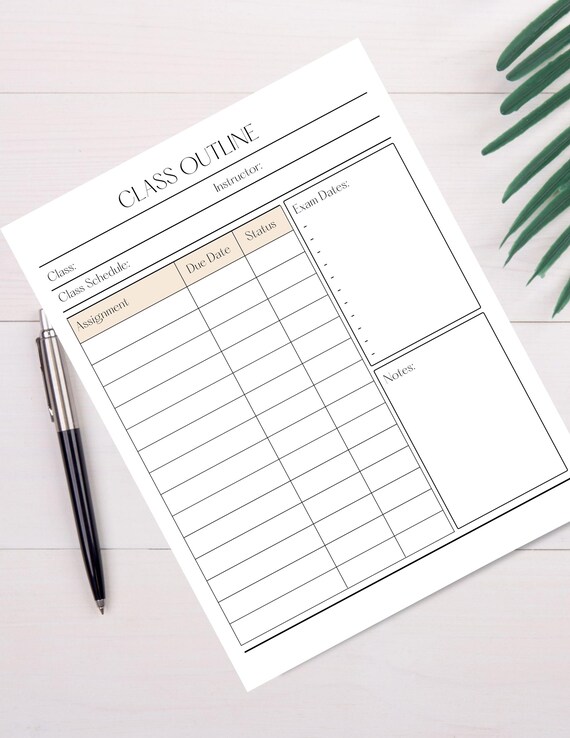 Class Planner Digital Download Print Tests Assignment - Etsy