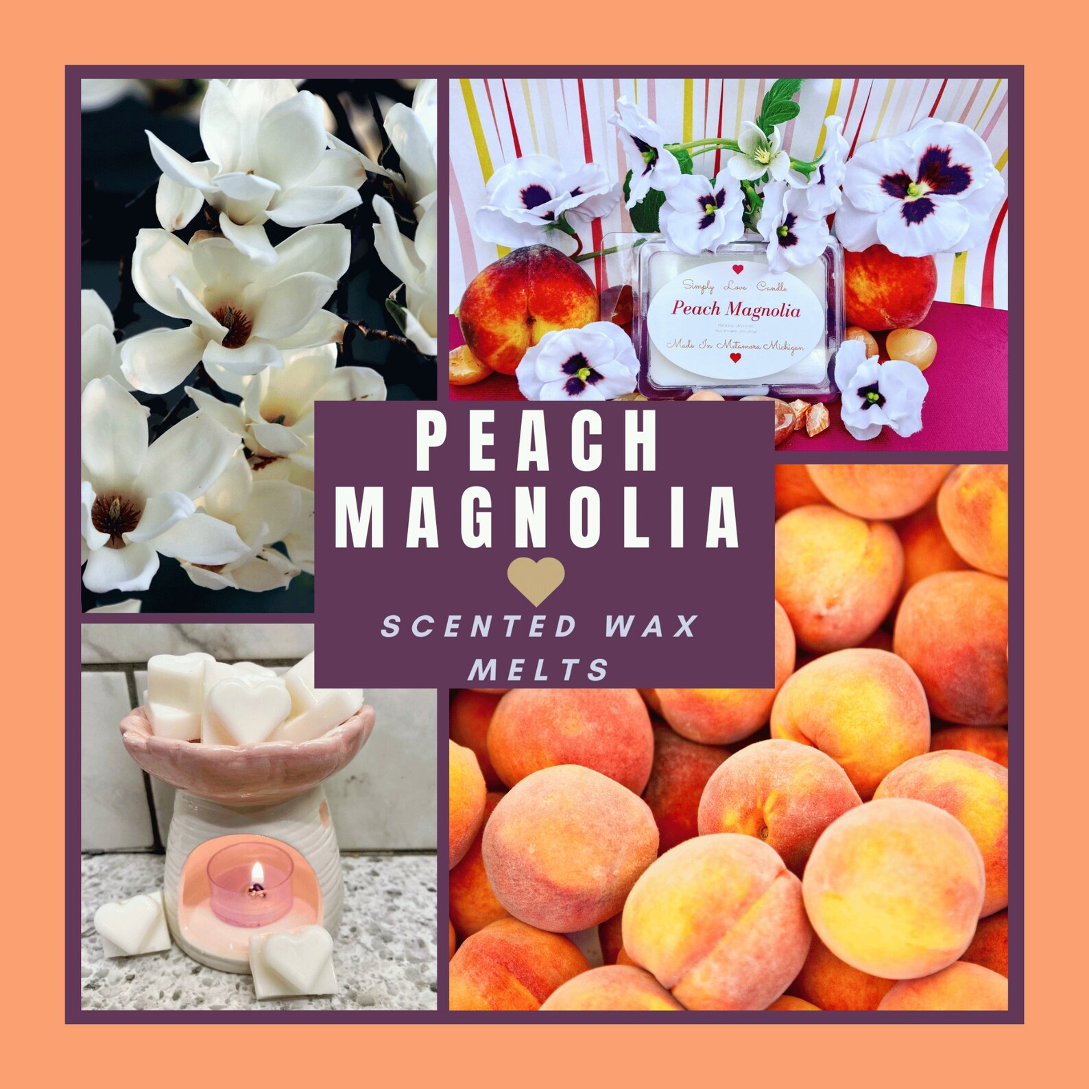 Peach Magnolia Wax Melt for Warmer, Gift for Best Friend Sister or Mom ...