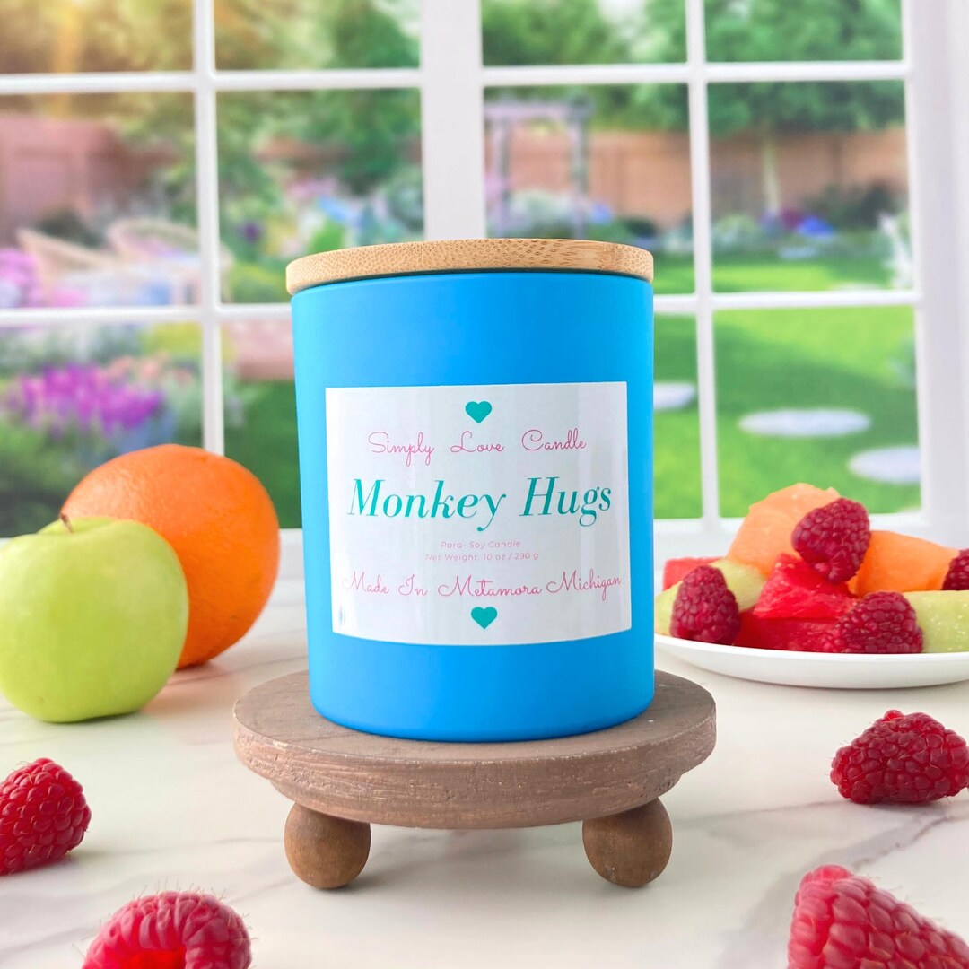 Monkey Hugs Candle, Tropical Fruit Scent, Handmade 8oz Soy Candle - Etsy