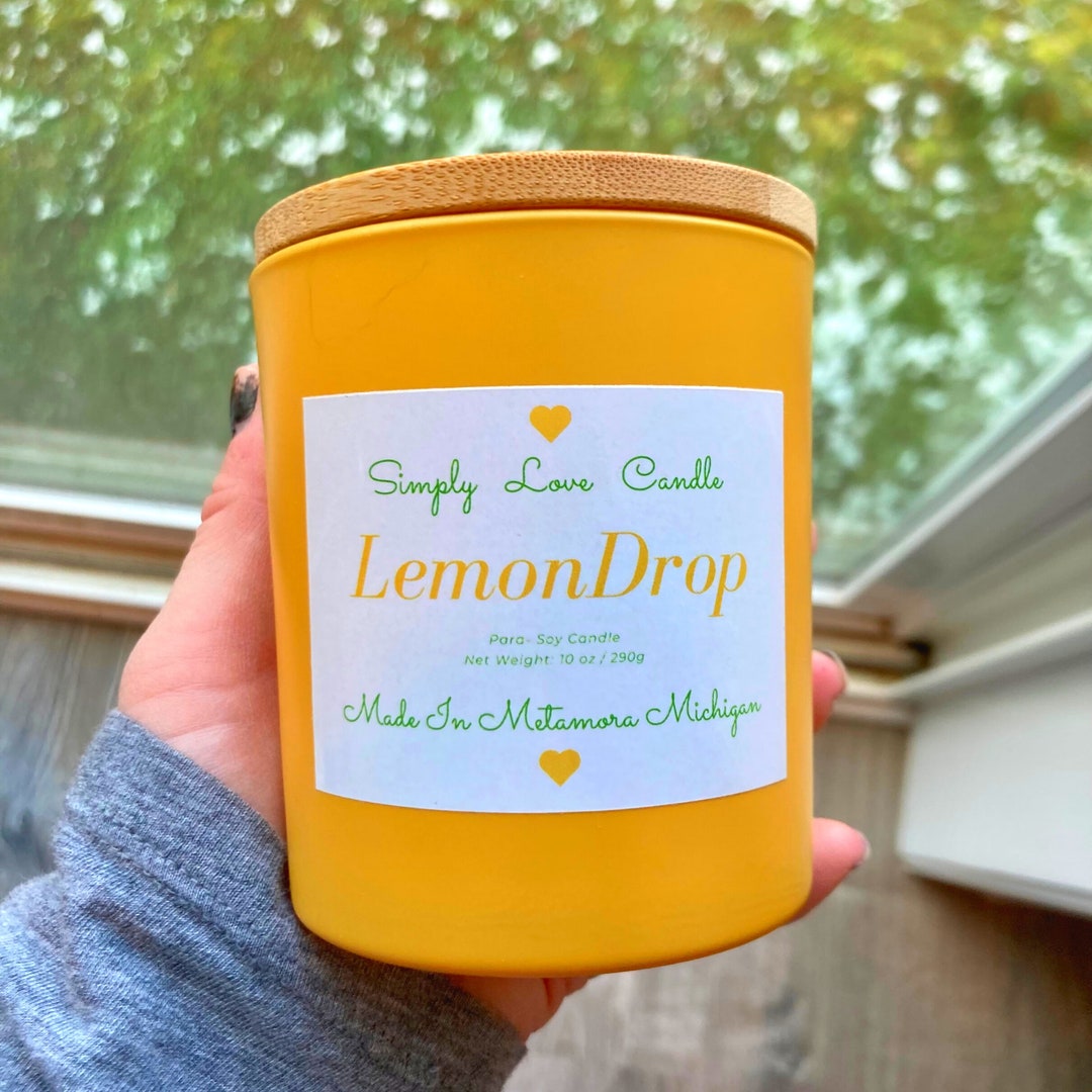 Lemon Drop Candle, 10 Oz One Wick Yellow Candle With Bamboo Lid, Citrus ...