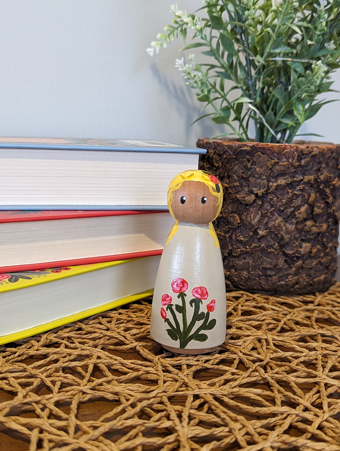Flower Peg Doll- Rose - Etsy