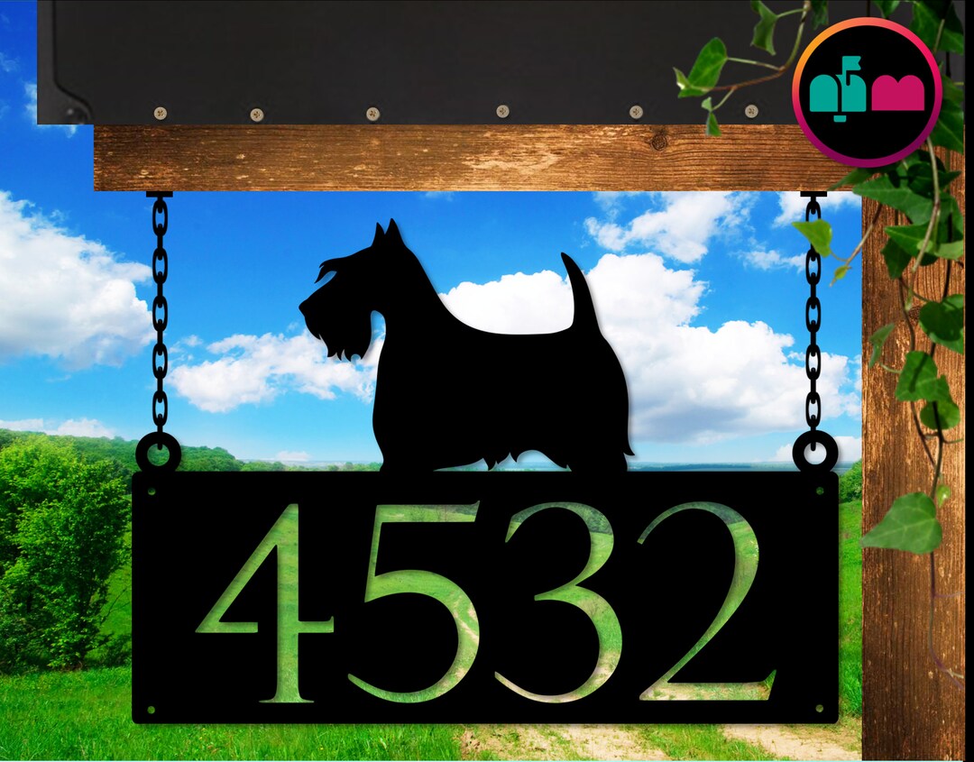Scotty Dog Address Sign Hanging Mailbox Numbers - Etsy