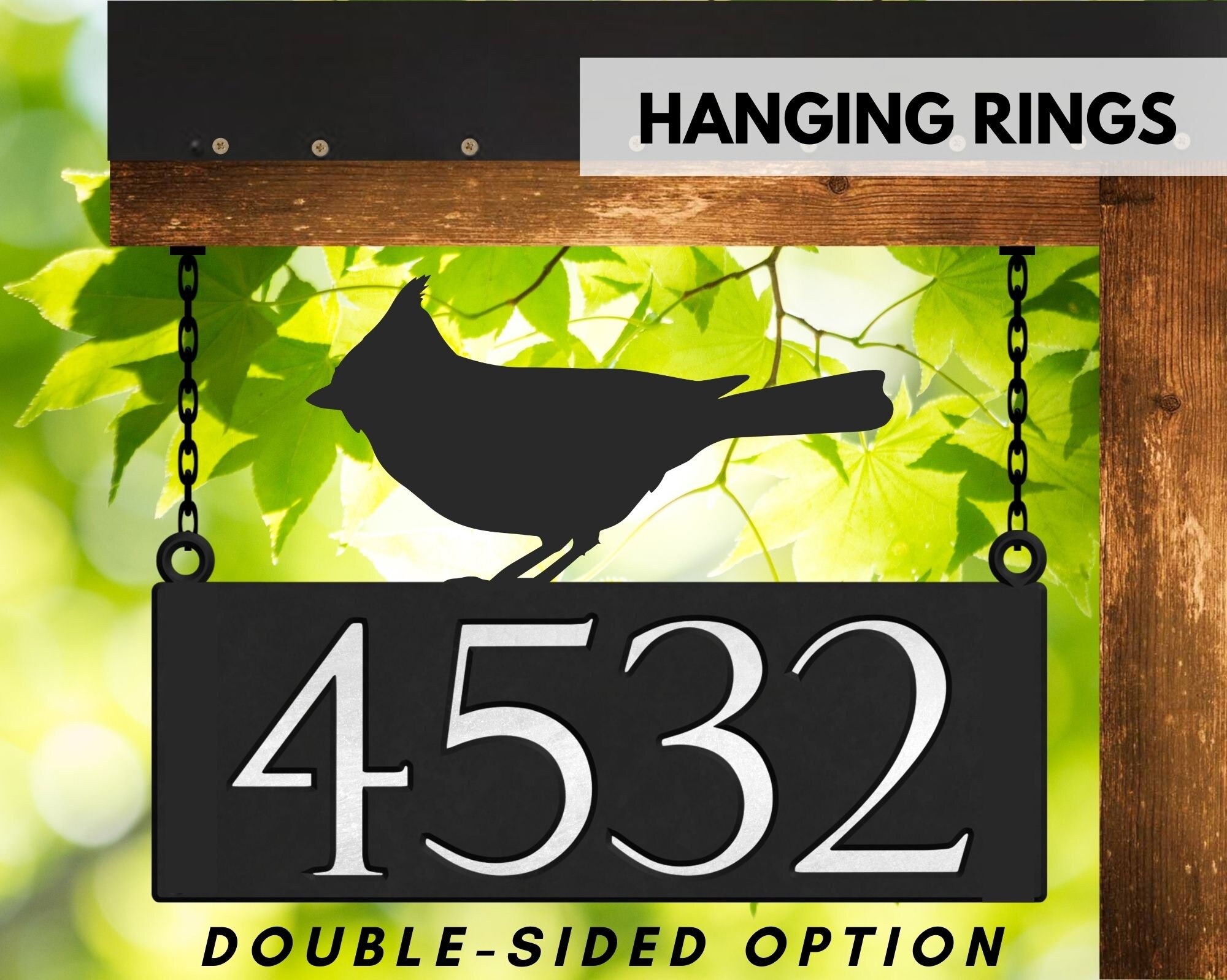 Titmouse Bird Address Sign Hanging Mailbox Numbers - Etsy