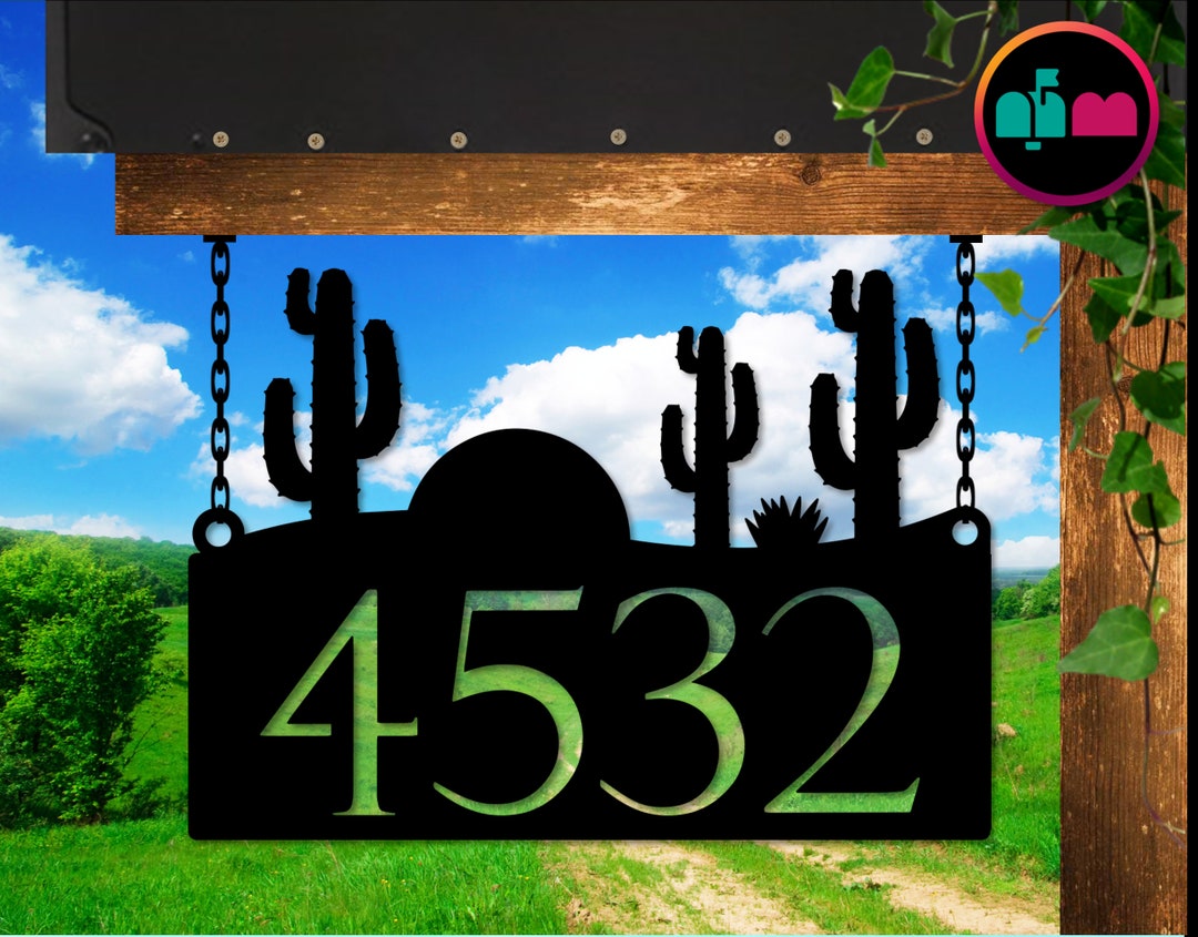 Hanging Desert Cactus Mailbox Post Address Sign - Etsy