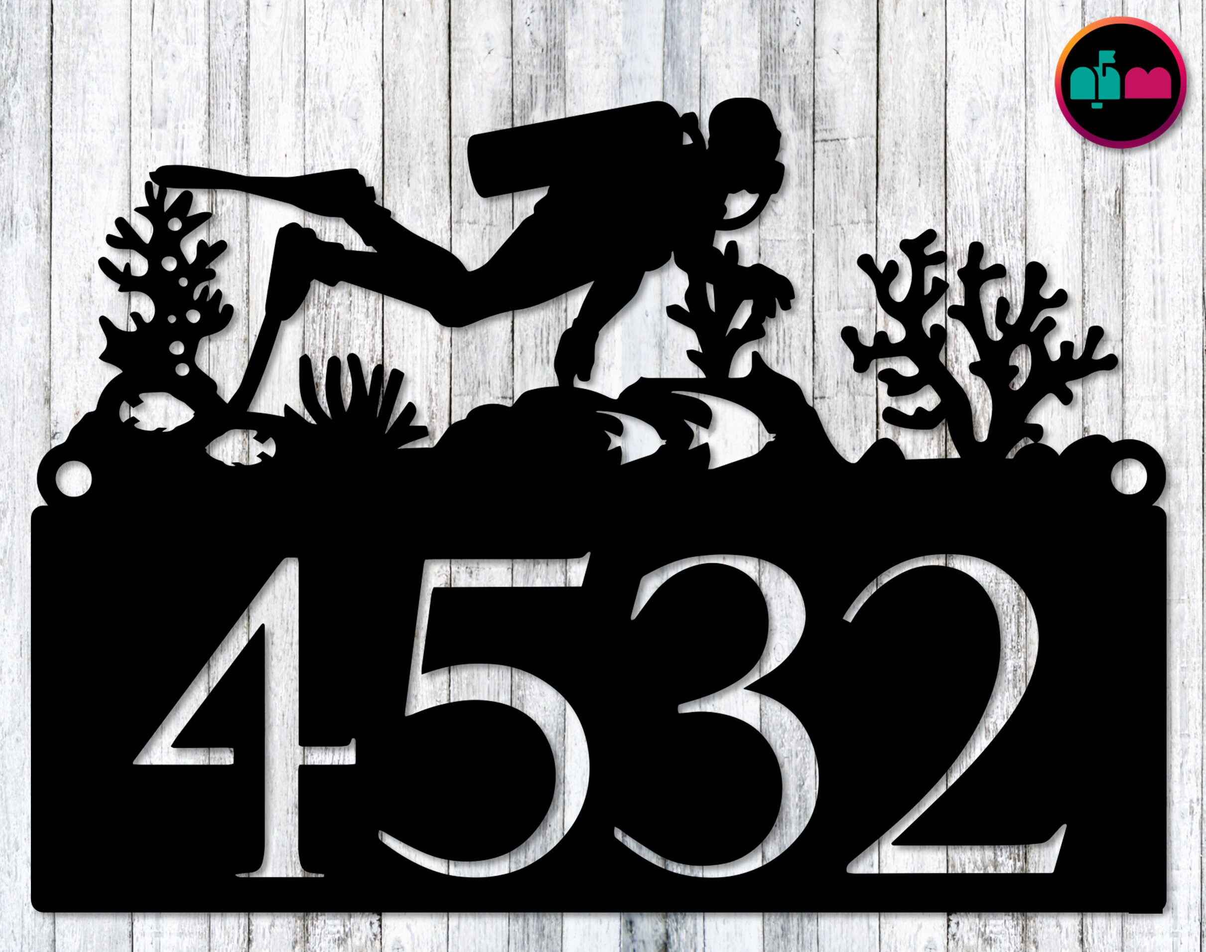 Scuba Diver Address Sign Hanging Mailbox Numbers - Etsy
