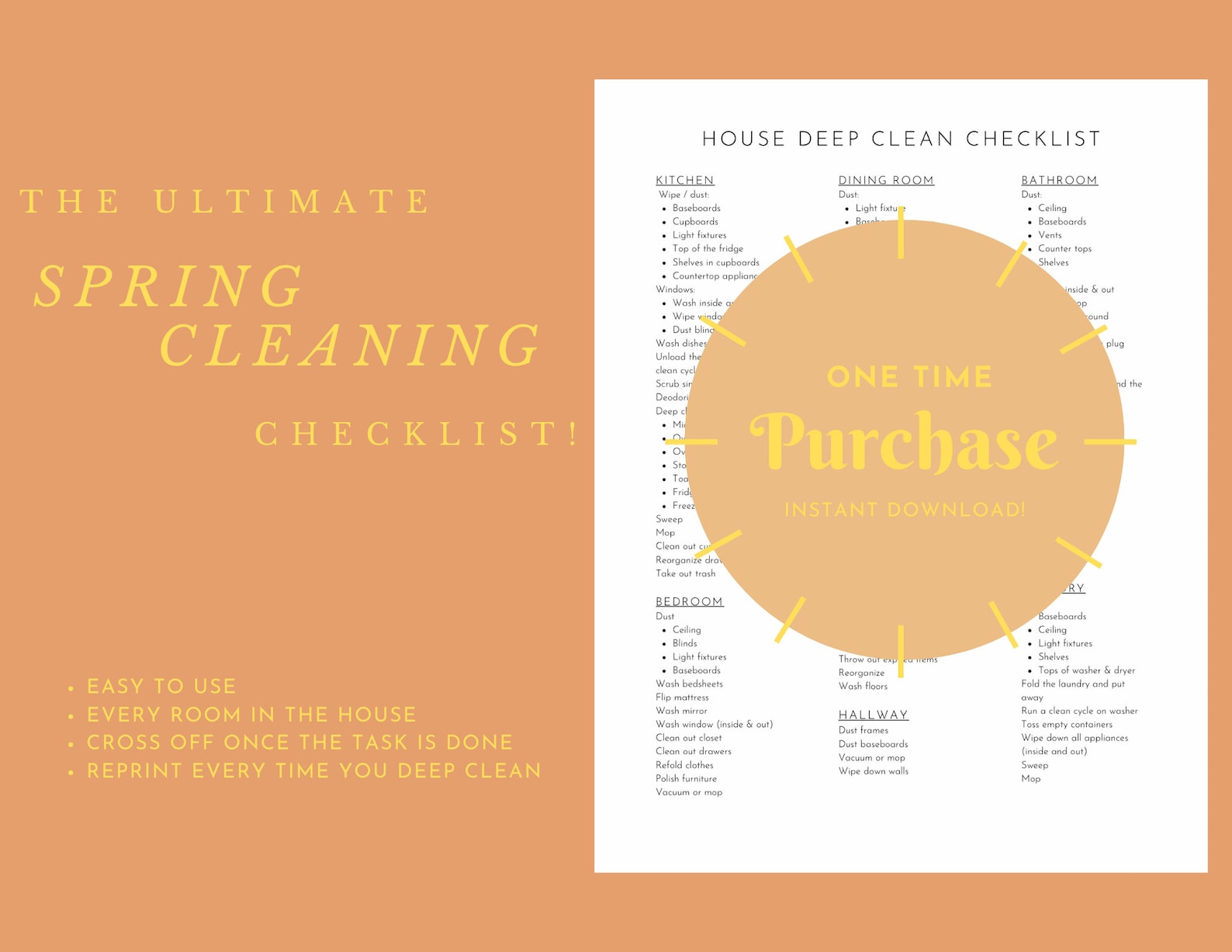 Ultimate Spring Cleaning Checklist | Deep Clean Checklist | Printable ...