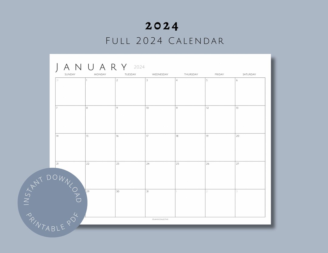 2024 Monthly Calendar January December 12 Month Calendar Printable ...