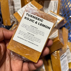 Lemon TURMERIC BRIGHTENING SOAP, Turmeric Kojic Lemon Soap - Etsy