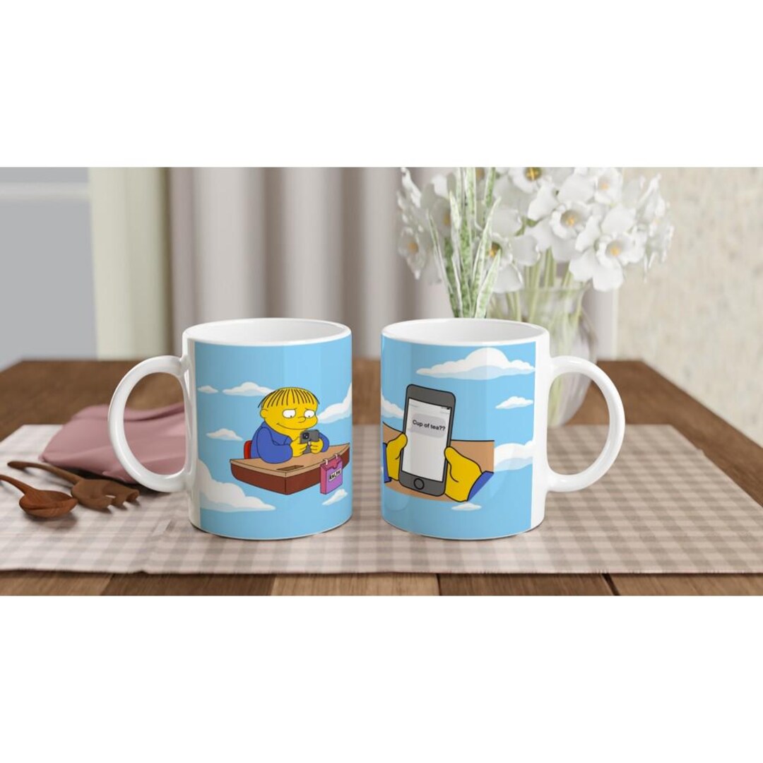FANCY A CUPPA Simpsons Funny Ralph Tea Cuppa Present Friend Colleague ...